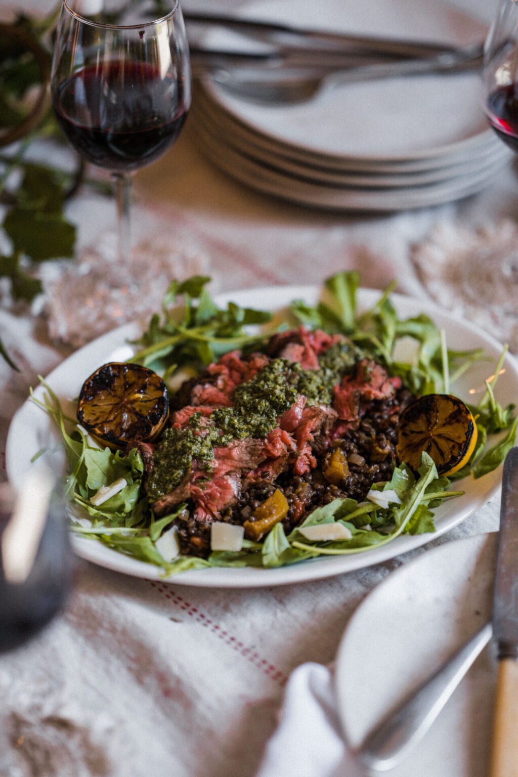 Tagliata di Manzo with winter leaves - Ben's Farm Shop